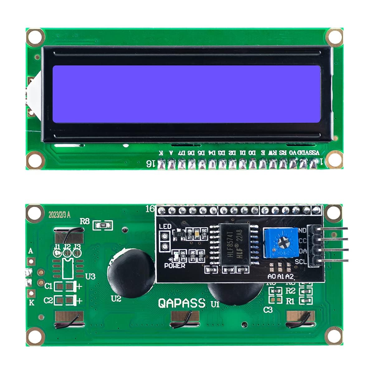 16×2 LCD Display with Pre-Soldered I2C Adapter – Kitkraft
